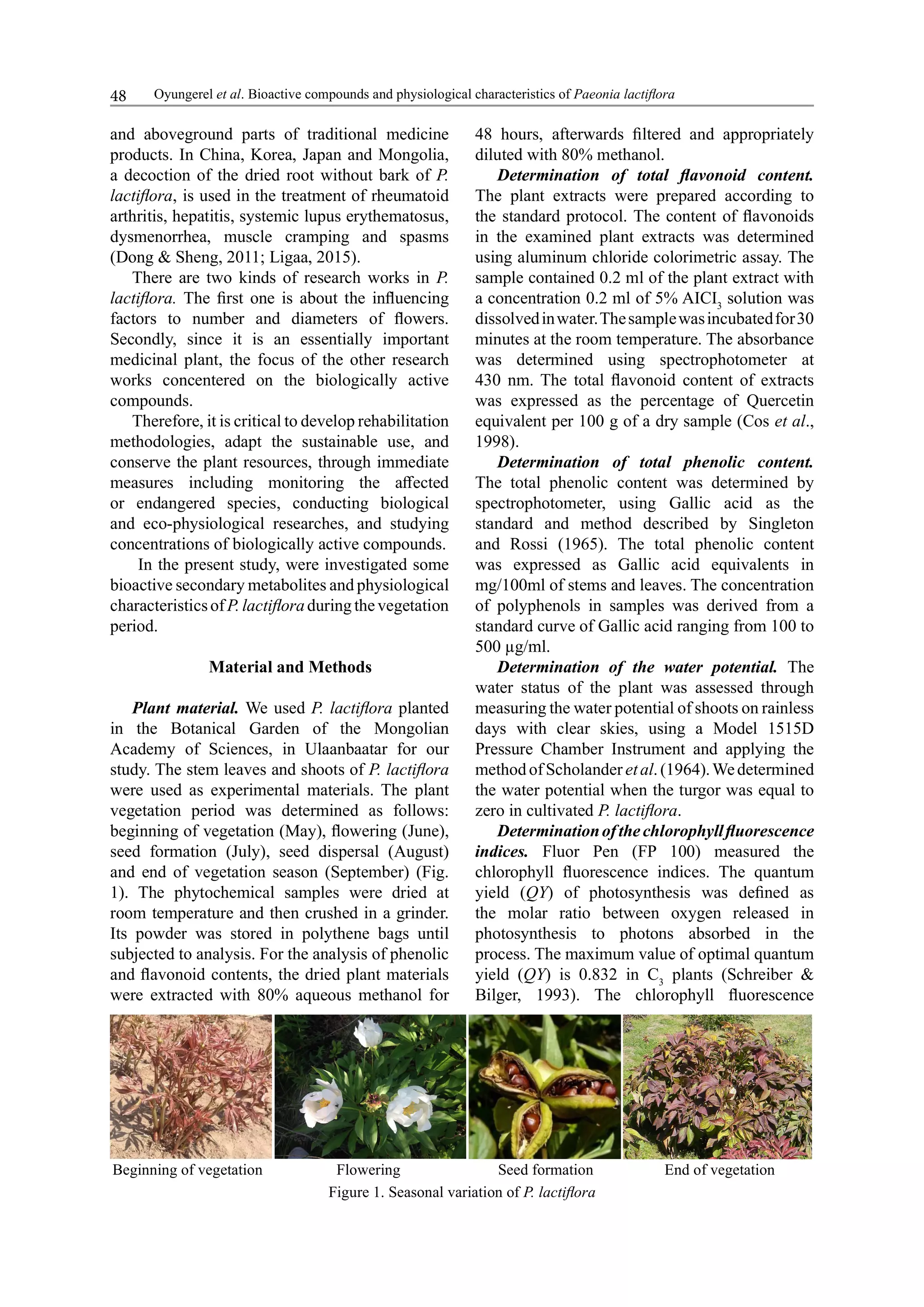 Seasonal variation of some bioactive compounds and Physiological ...