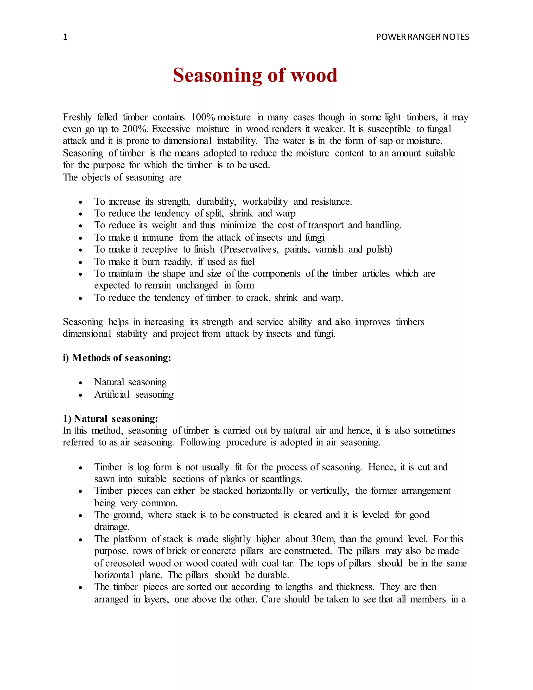 Seasoning of Wood | DOCX