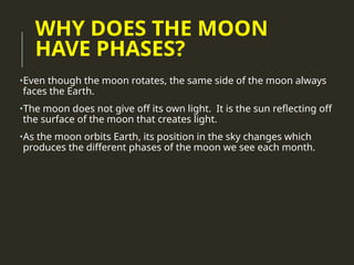 Season, Moon Phases and Tides. Phases of the moon. | PPTX