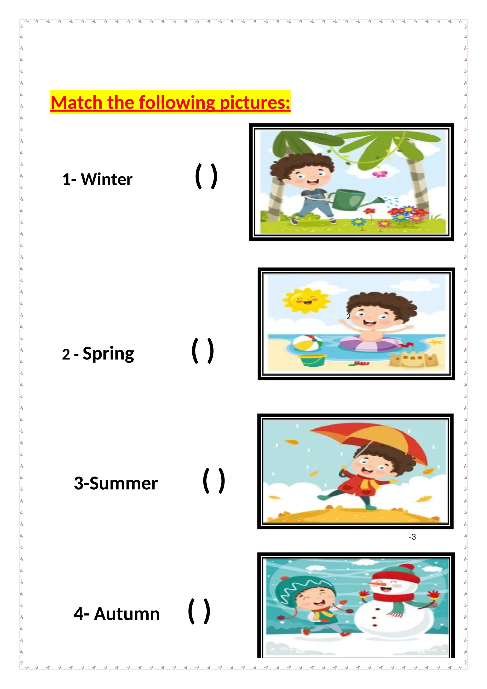 The Four Seasons of the Year - Flashcards with Exercises | PDF