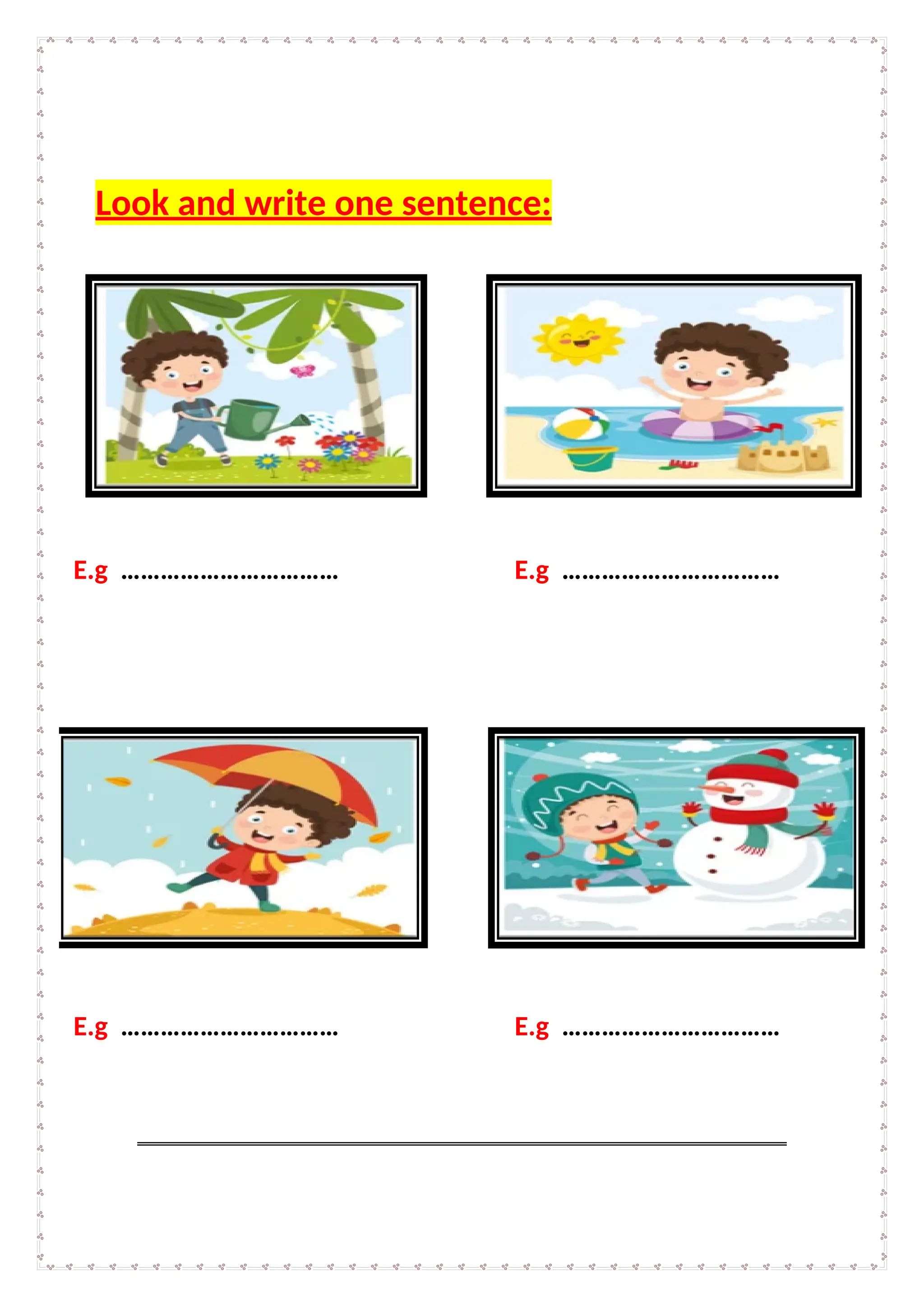 The Four Seasons of the Year - Flashcards with Exercises | PDF