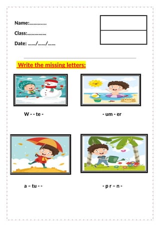 The Four Seasons of the Year - Flashcards with Exercises | PDF