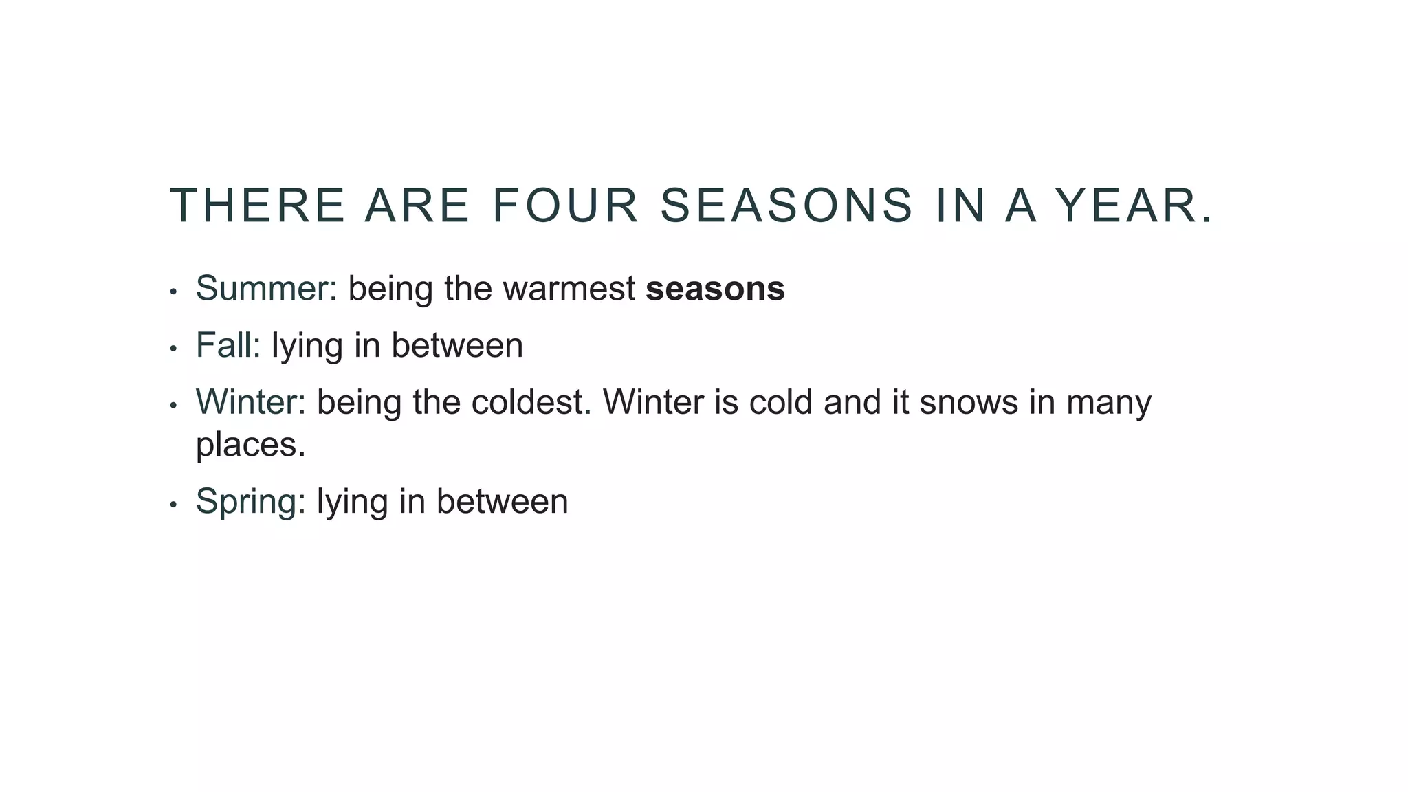 Seasons of the year for kids and children | PPTX