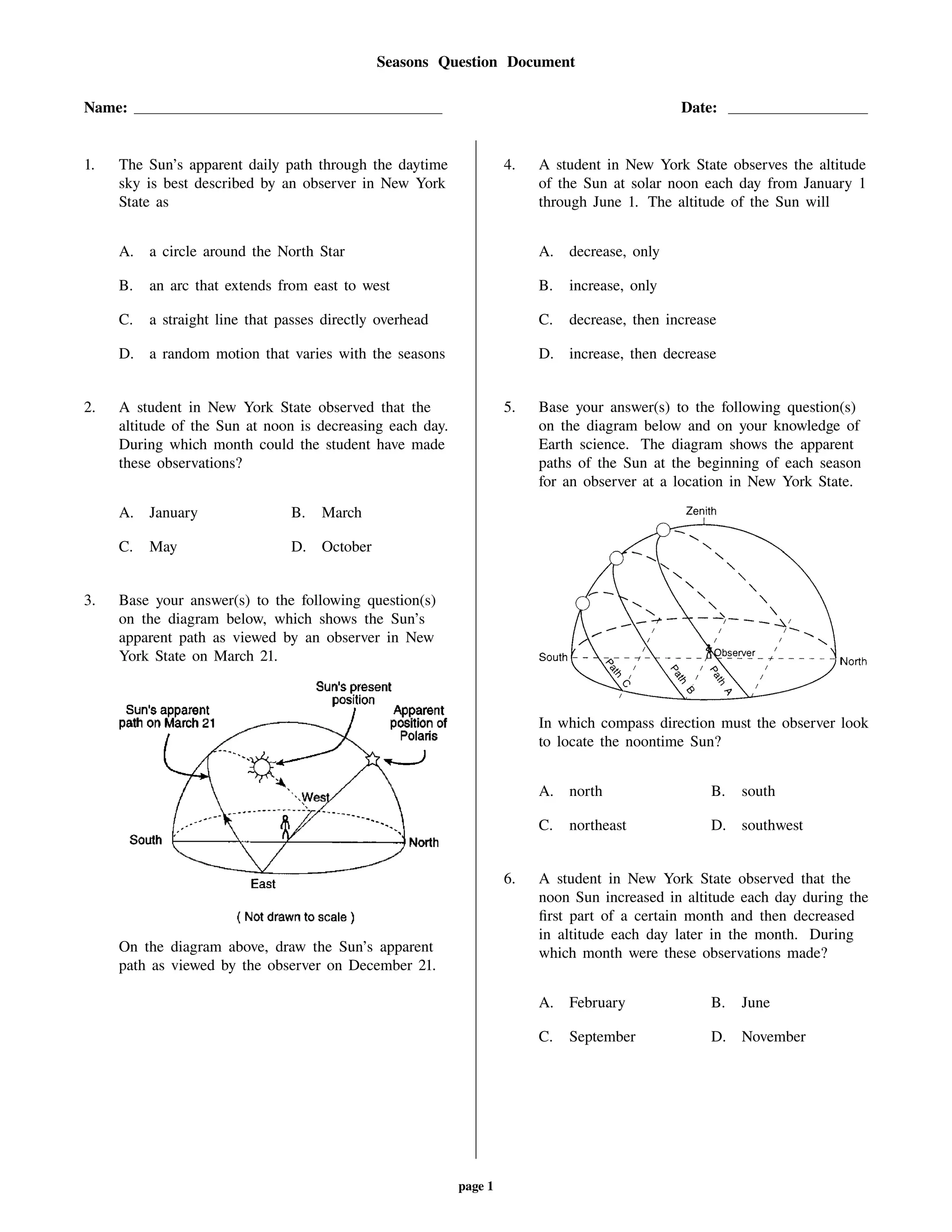 Seasons question document | PDF