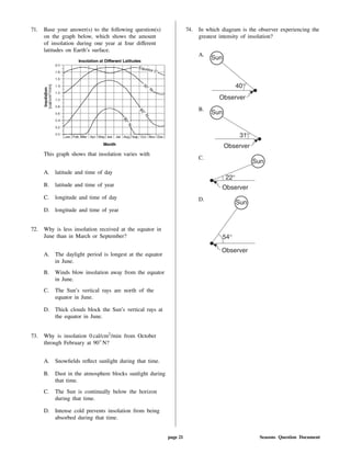 Seasons question document | PDF | Geography | Science