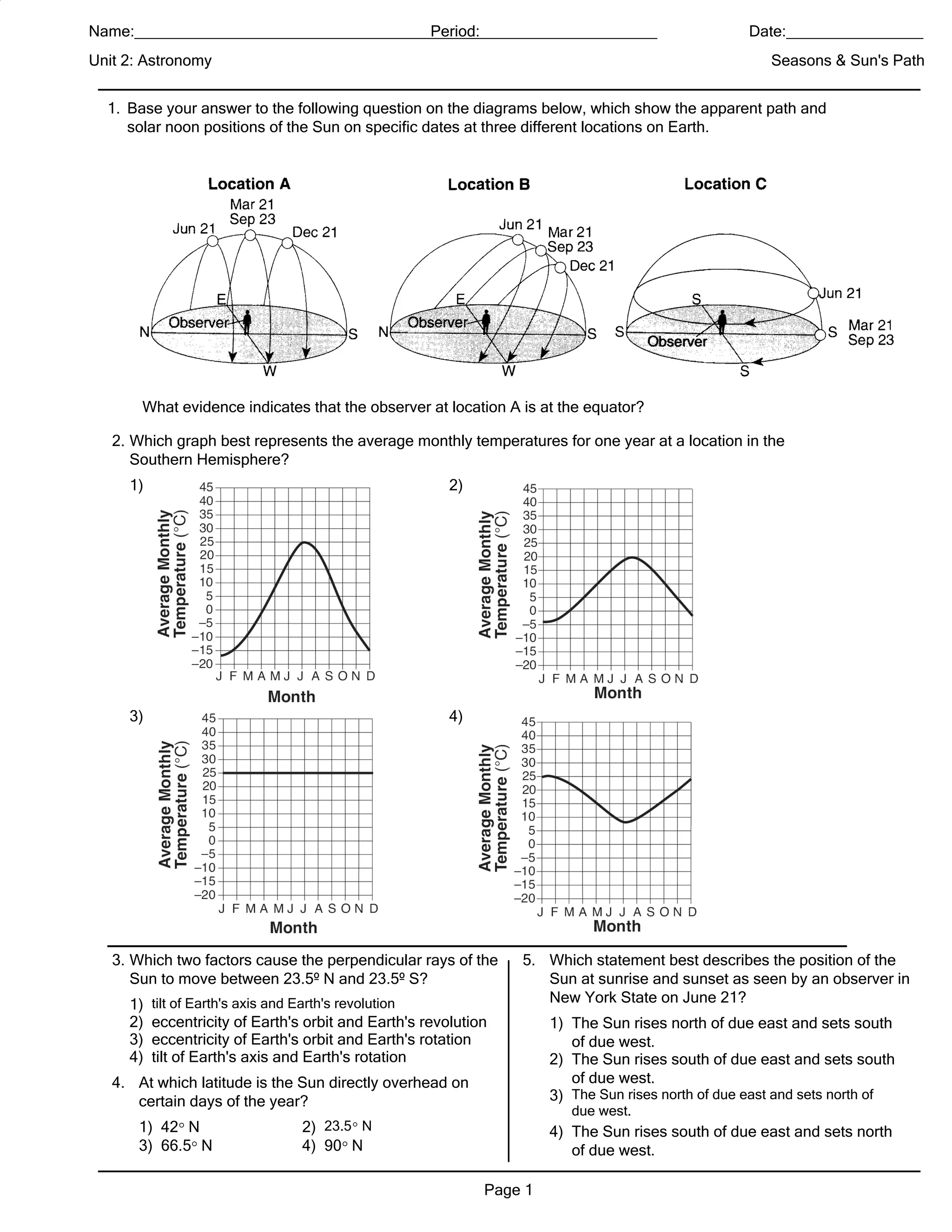 Seasons & sun's Path | PDF