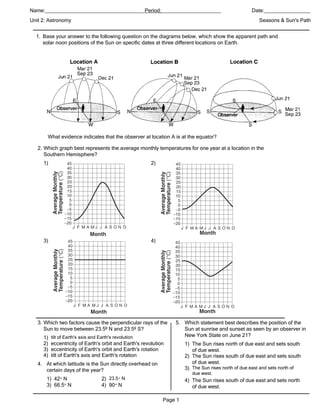 Seasons & sun's Path | PDF