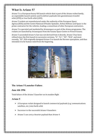 Ariane 5 Failure Reason By Faisal Shahzad | PDF | Technology & Computing