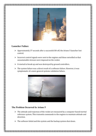 Ariane 5 Failure Reason By Faisal Shahzad | PDF | Technology & Computing