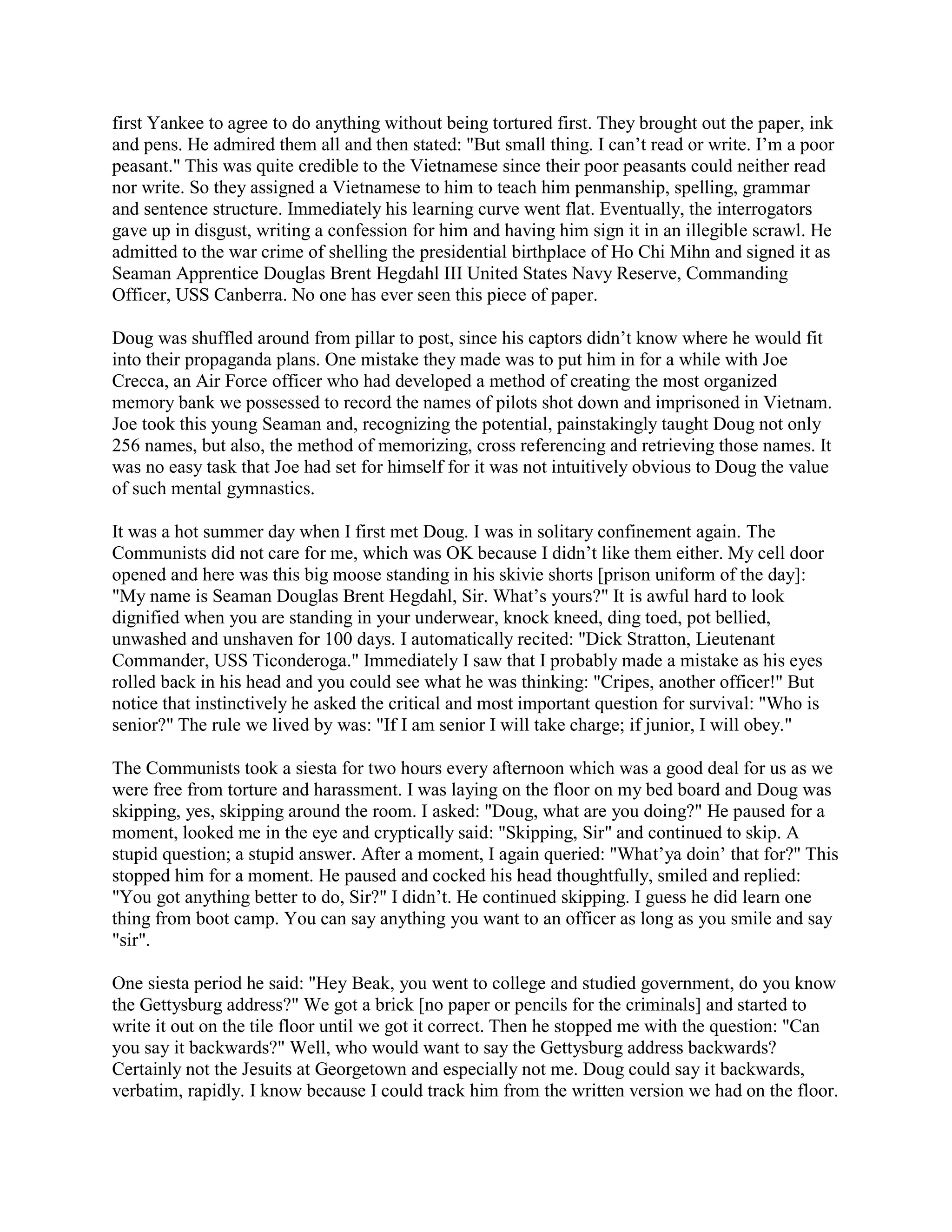 Sea Story (SN Doug Hegdahl) | PDF