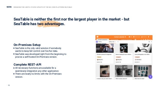 Status Update of the no-code platform SeaTable at CS3 2022 | PPT