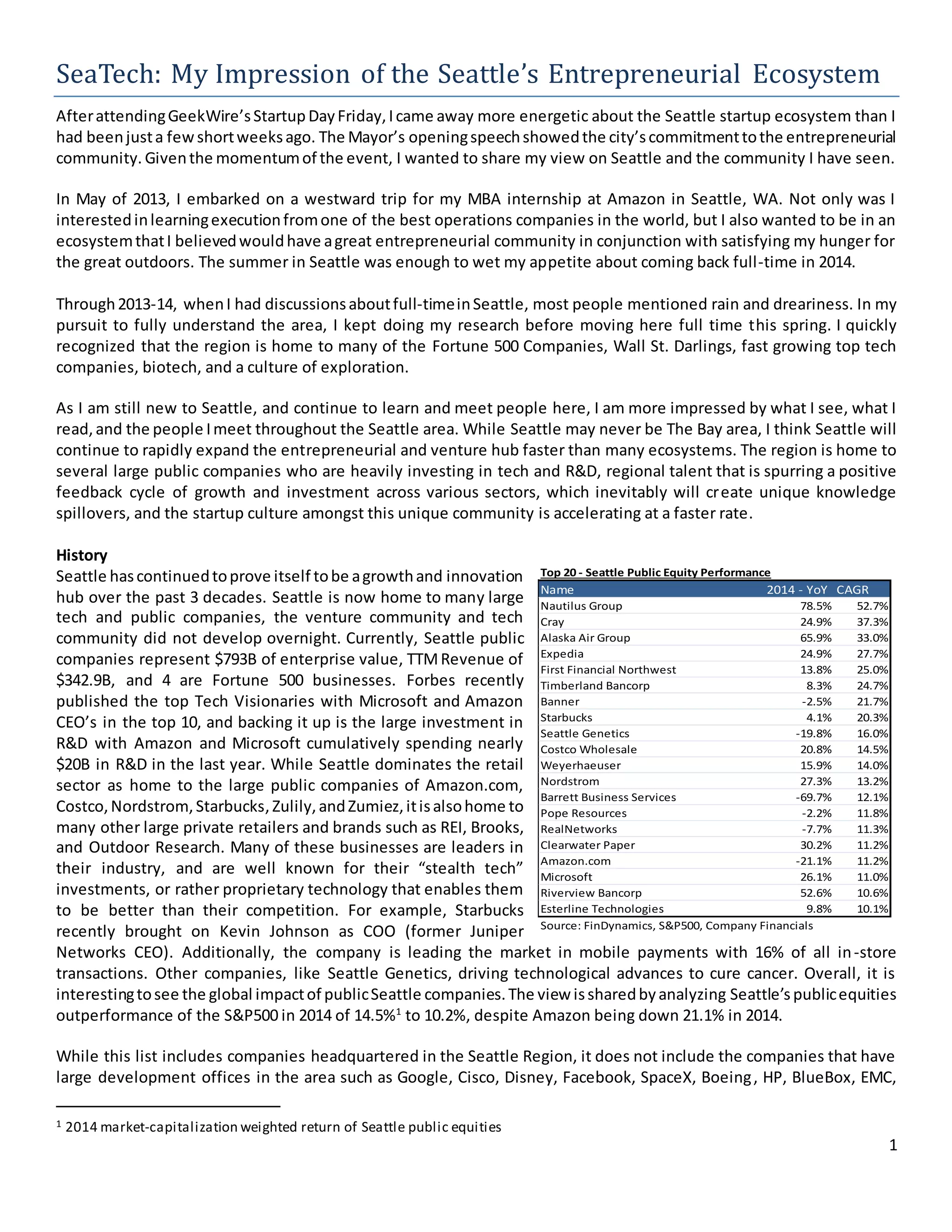 Seattle Venture Capital Ecosystem | DOCX