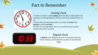 S.E.A Mathematics Reading time and the different types of clocks | PPTX