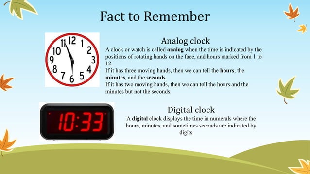 S.E.A Mathematics Reading time and the different types of clocks | PPTX