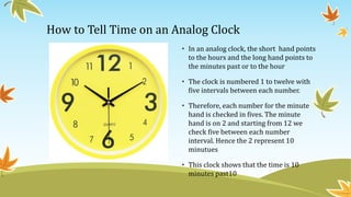 S.E.A Mathematics Reading time and the different types of clocks | PPTX