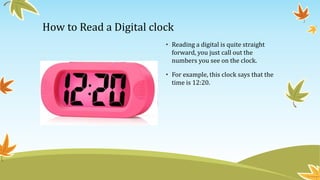 S.E.A Mathematics Reading time and the different types of clocks | PPTX