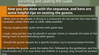 Seating the Guest-Food and Beverage Services | PPTX