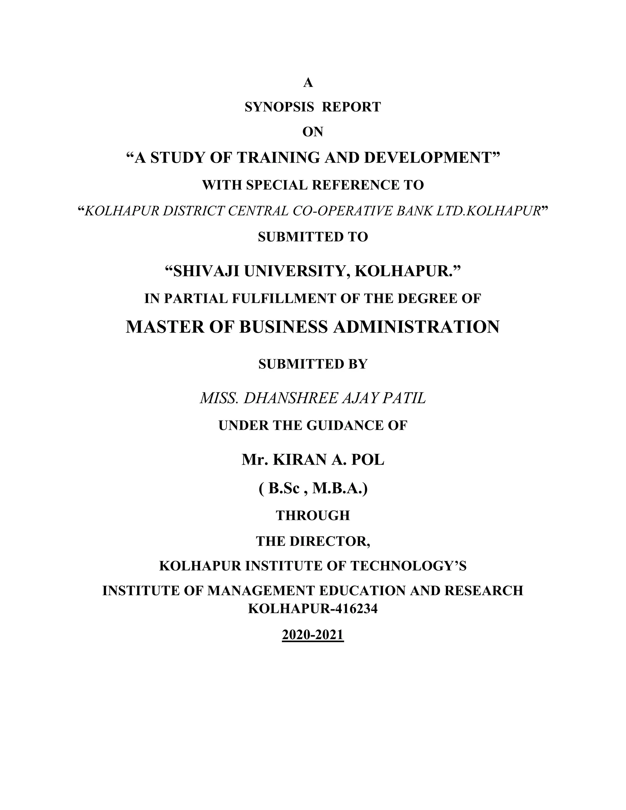 dhanshree patil project synopsis | PDF