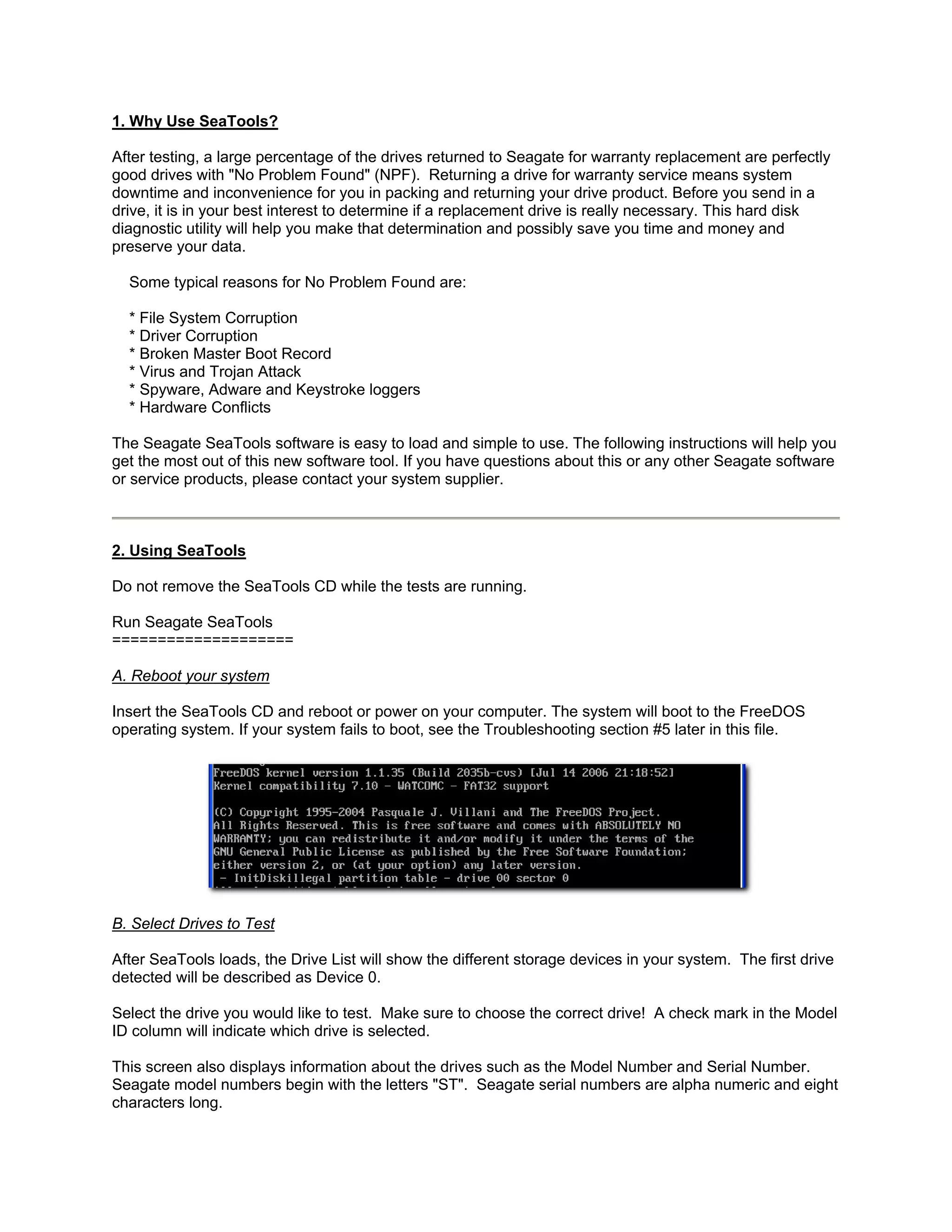 Seatools dos-guide | PDF