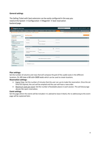 Seat reservation setup and configuration | PDF