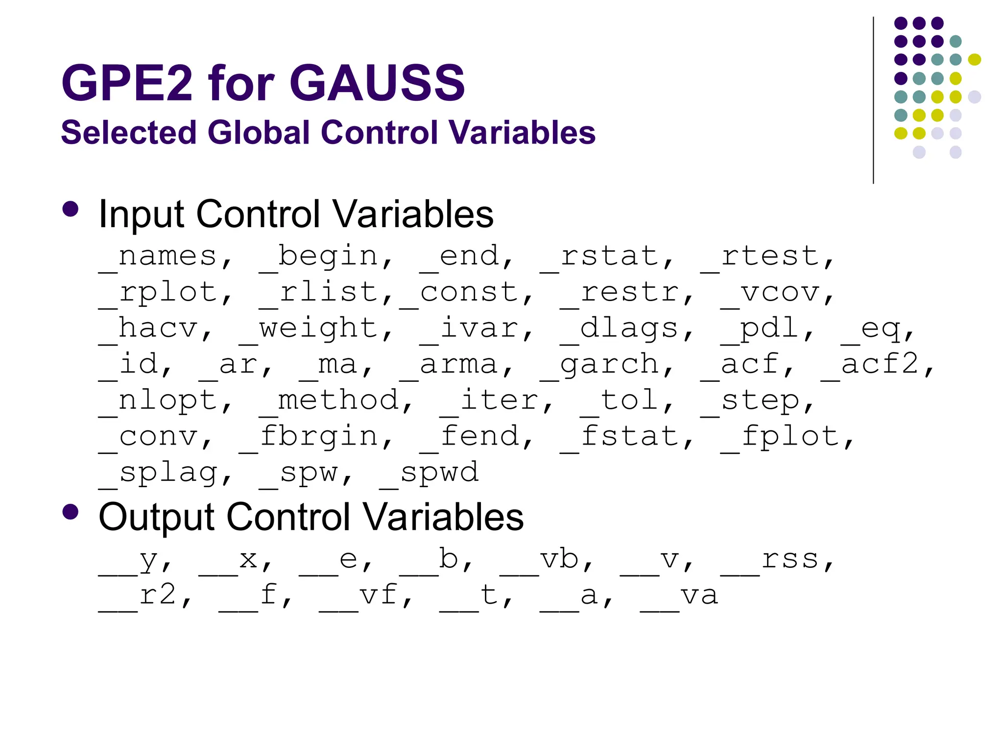 Materi Kursus Spatial Econometrik Analisis menggunakan GAUSS bagian 2.ppt
