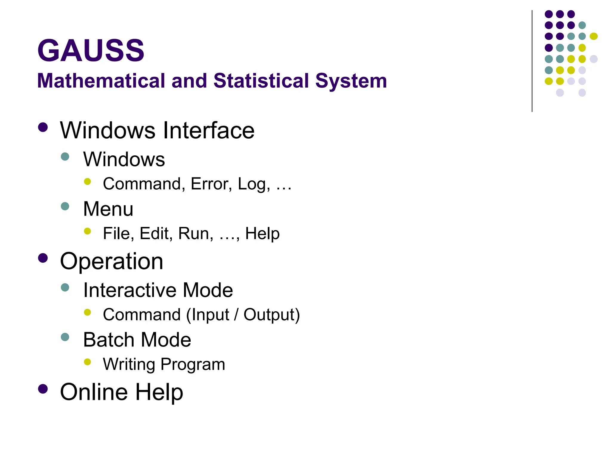Materi Kursus Spatial Econometrik Analisis menggunakan GAUSS bagian 2.ppt