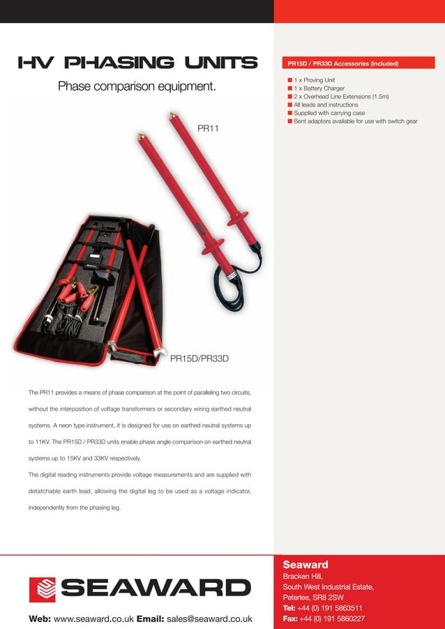 Seaward PR11 PR15D PR33D High Voltage HV Phasing Unit 11kV 15kV 33kV ...