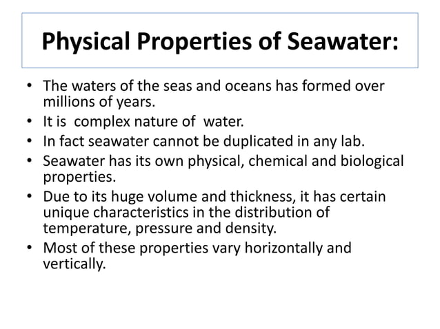 Seawater and its properties | PDF