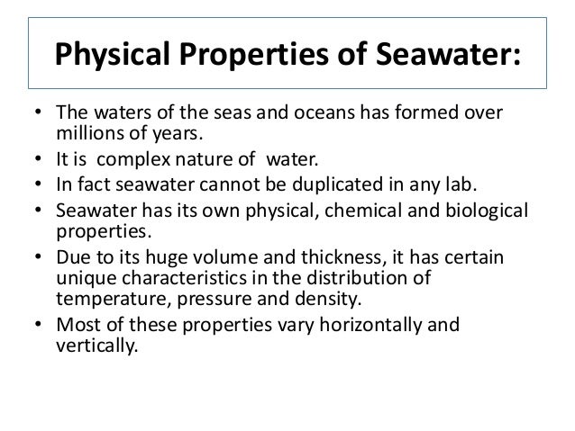 physical and chemical properties of seawater ppt