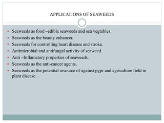 Seaweed Introduction/ Types and its Biotechnological Applications | PPTX