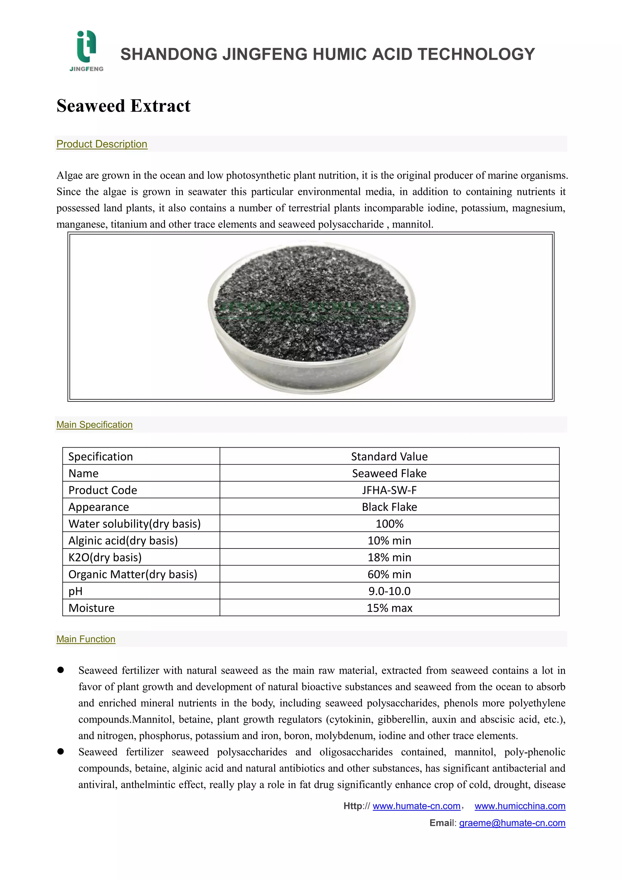 Seaweed extract technical date sheet | PDF