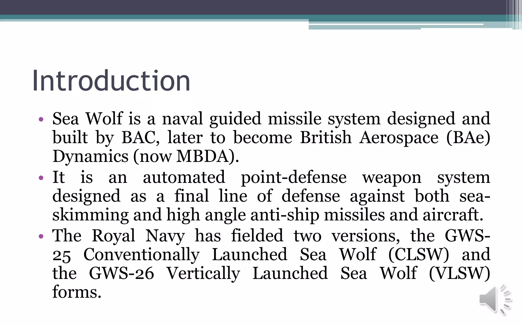 Sea wolf missile | PPTX