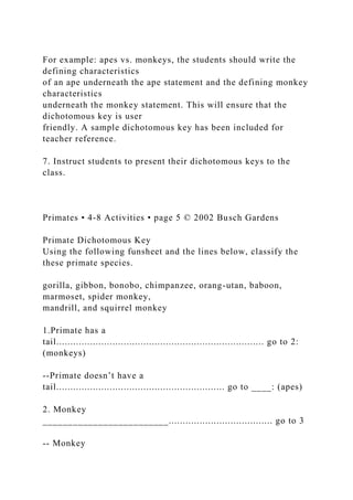 SeaWorldBusch GardensPrimates4-8 Classroom Activities.docx