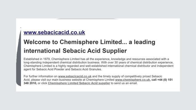 Sebacic acid - database | PPT