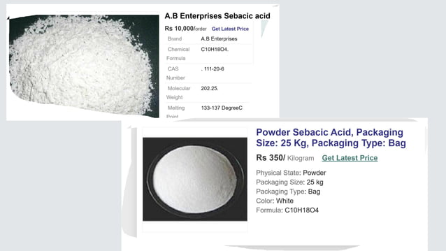 Sebacic acid - database | PPT