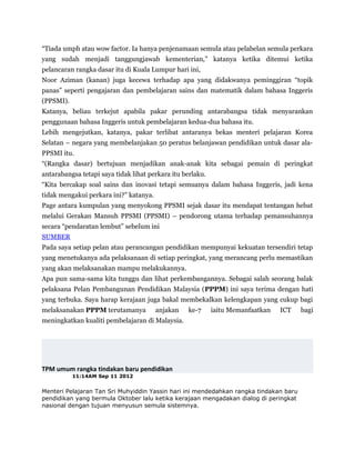 Sebanyak 11 anjakan yang terkandung dalam pelan pembangunan pendidikan ...