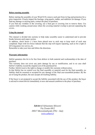 Sebart Wind S 110e assembly manual | PDF
