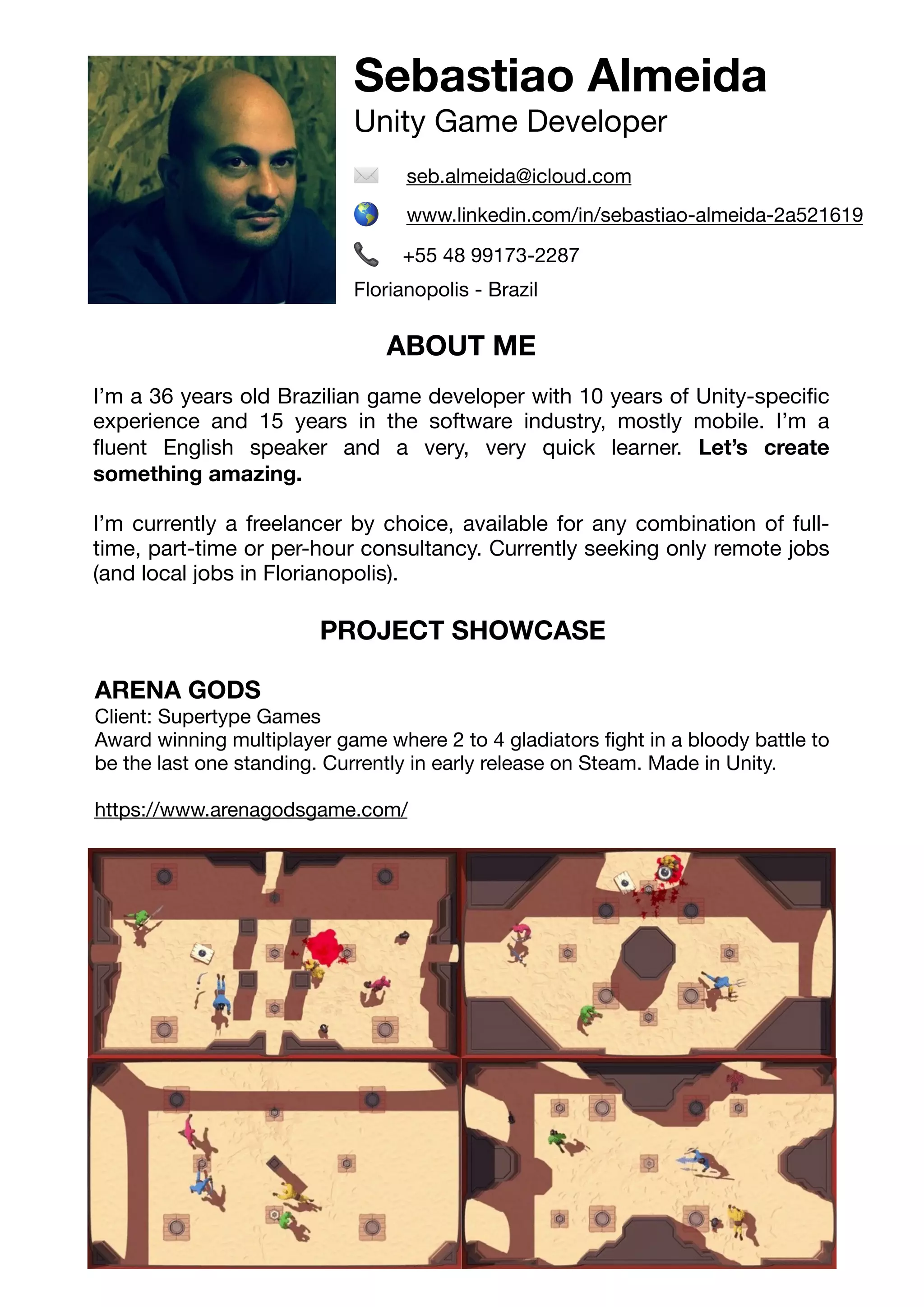Sebastiao Almeida Unity Developer Resume | PDF