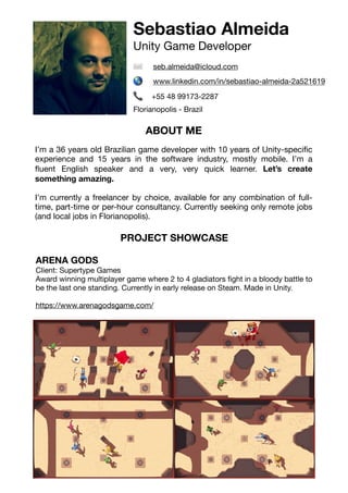 Sebastiao Almeida Unity Developer Resume | PDF