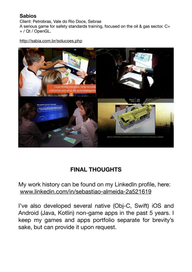 Sebastiao Almeida Unity Developer Resume | PDF