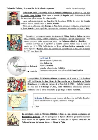 Sebastián Gaboto y la ocupación del territorio argentino | DOCX