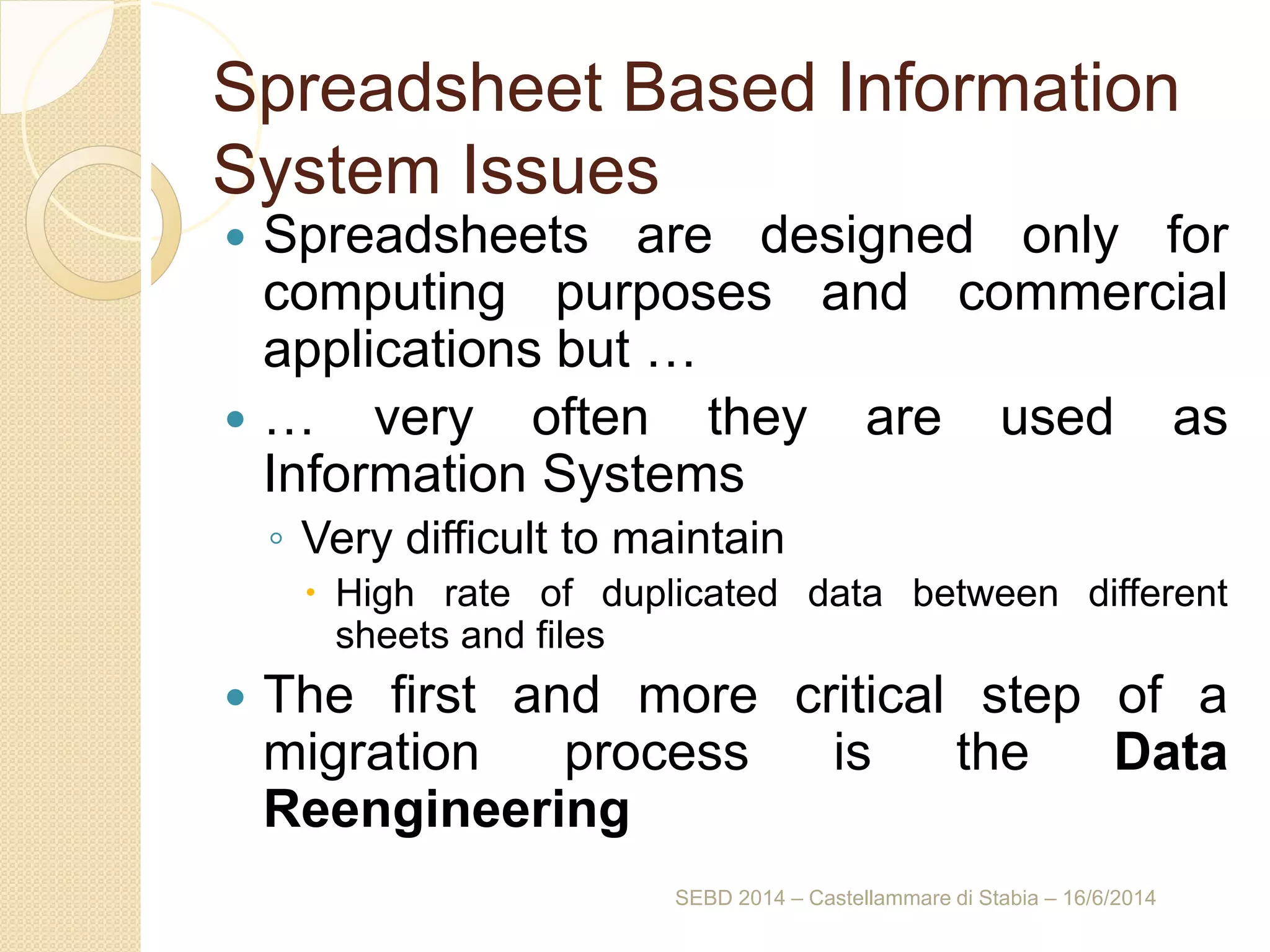 Reverse Engineering of Data Models from Legacy Spreadsheets-Based Systems: An Industrial Case ...