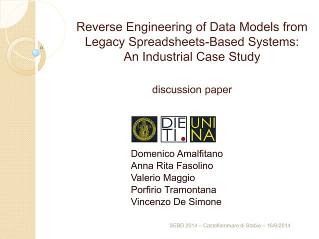 Reverse Engineering of Data Models from Legacy Spreadsheets-Based Systems: An Industrial Case ...