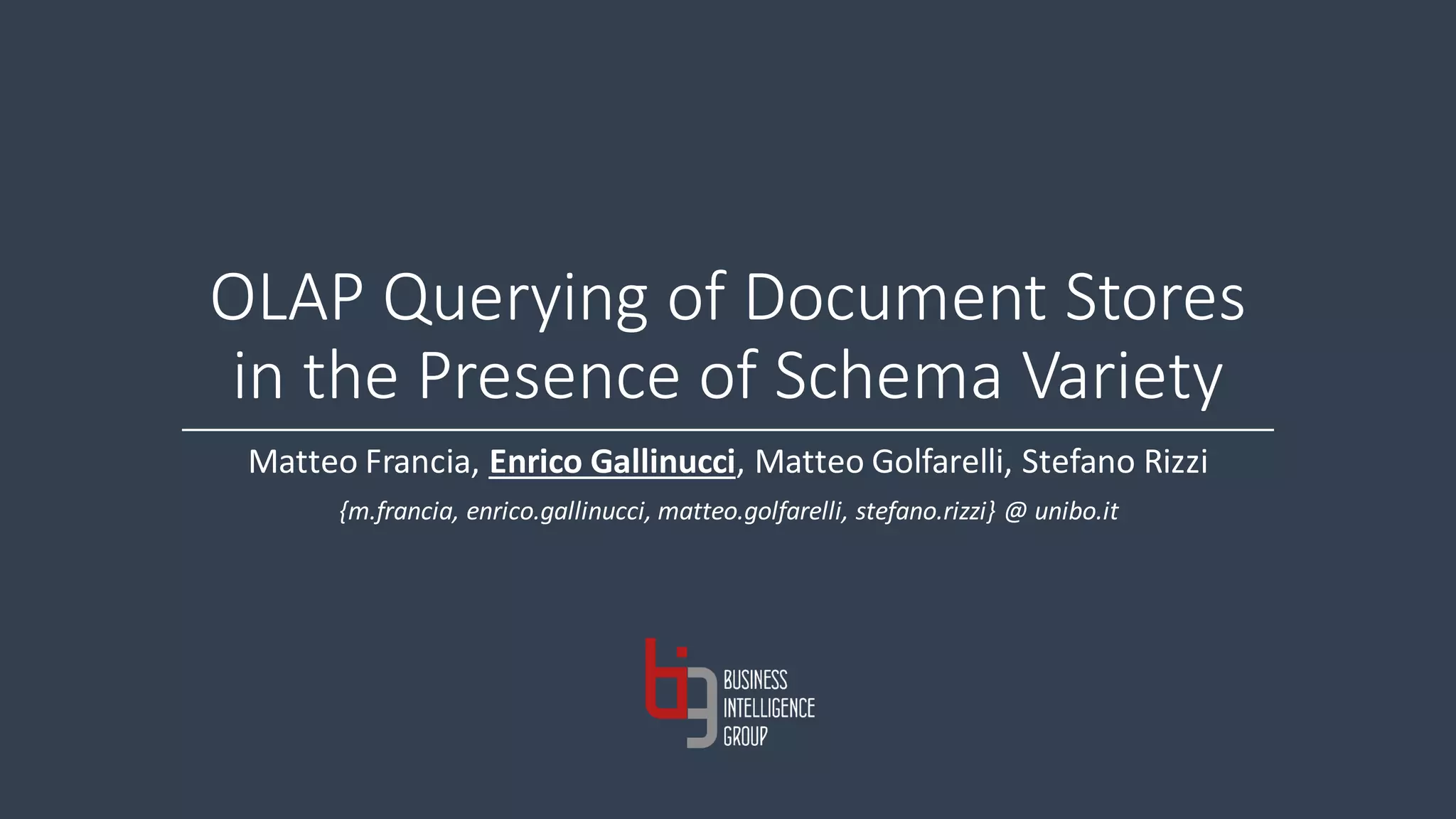 Sebd2020 Olap Querying Of Document Stores In The Presence Of Schema