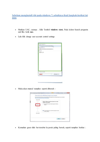 Sebelum menginstall vb6 pada windows 7 | PDF