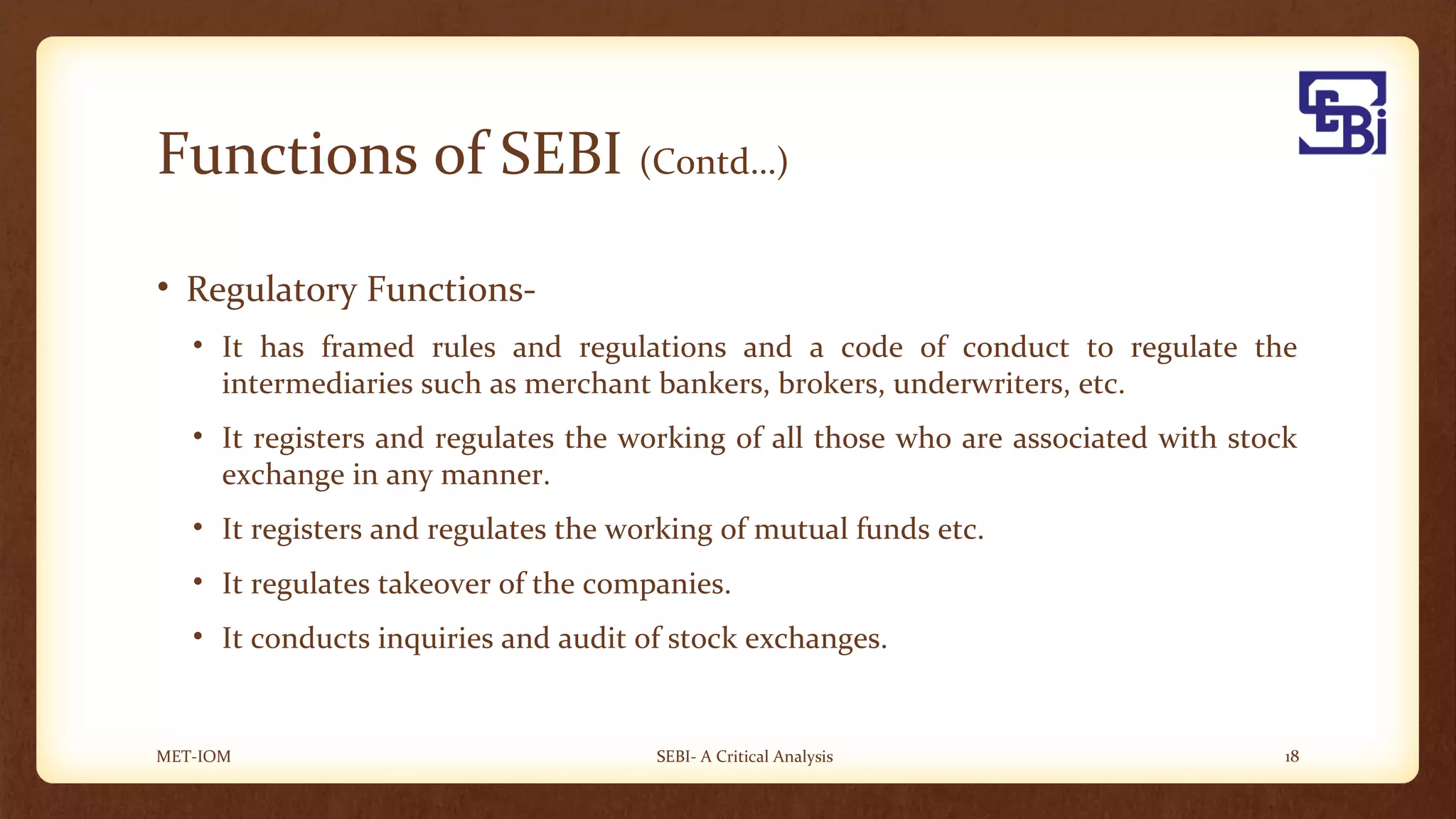 SEBI - Security Exchange Board of India | PDF