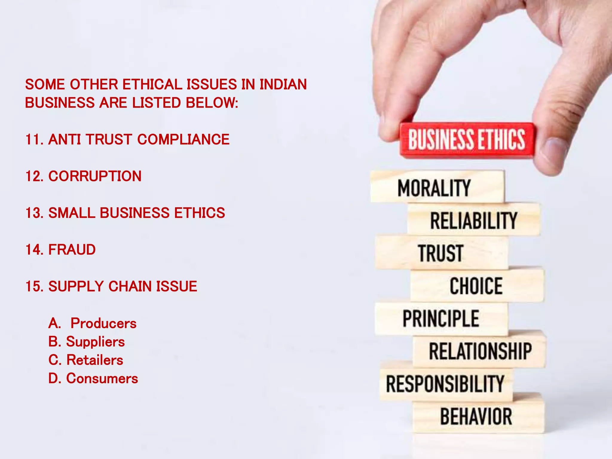 Ethical Issues in Indian Business | PPTX