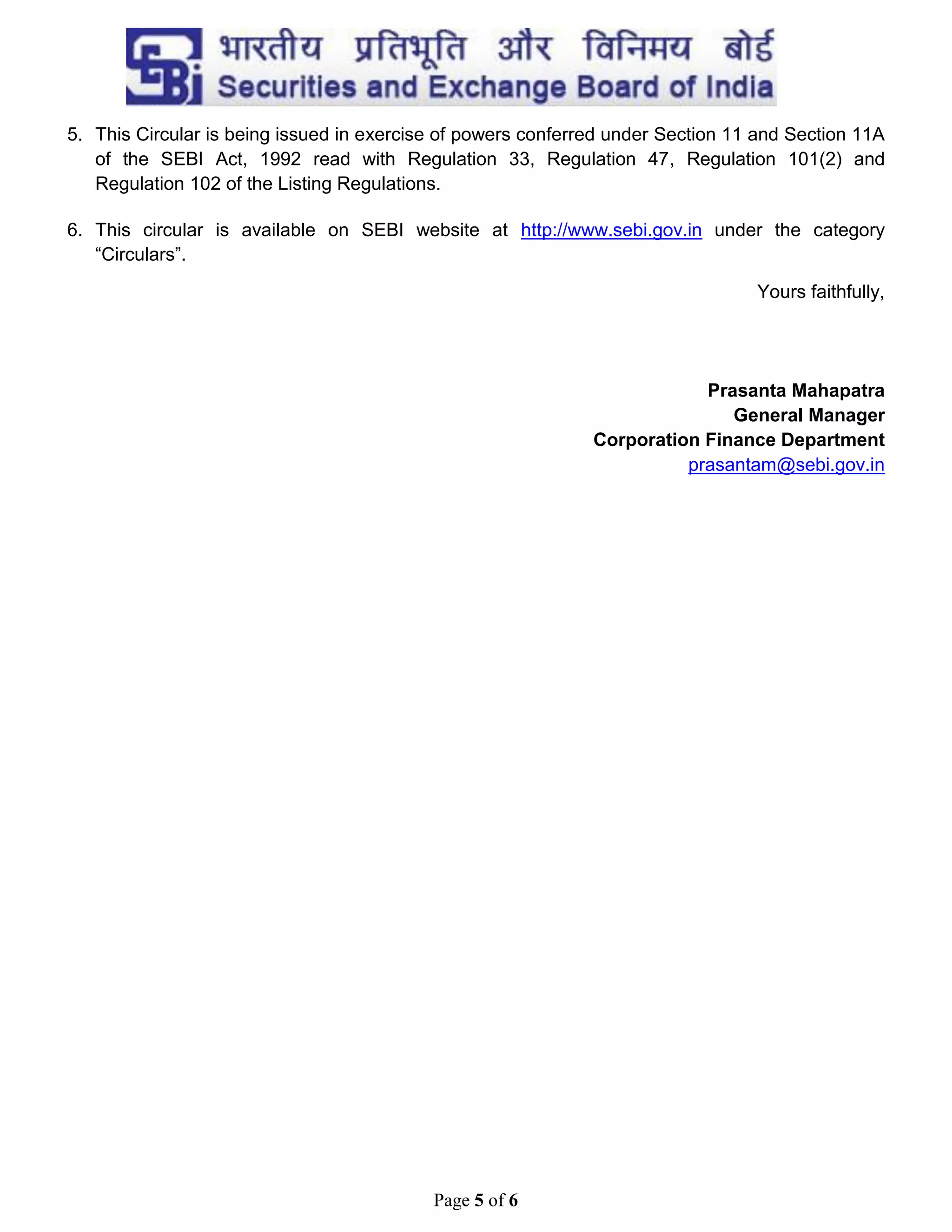 Sebi circular on revised formats for financial result 05.07.2016