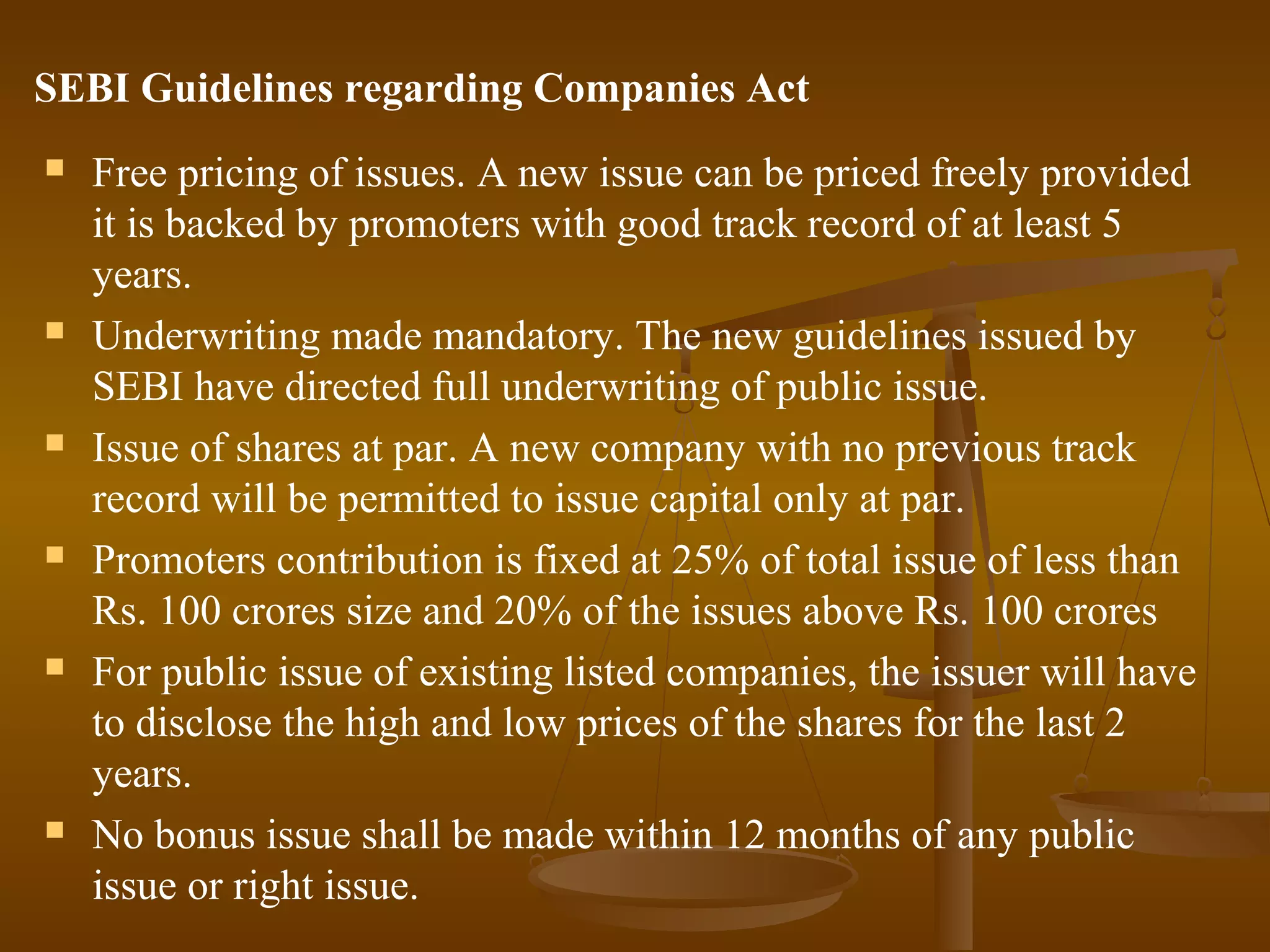 Sebi guidelines