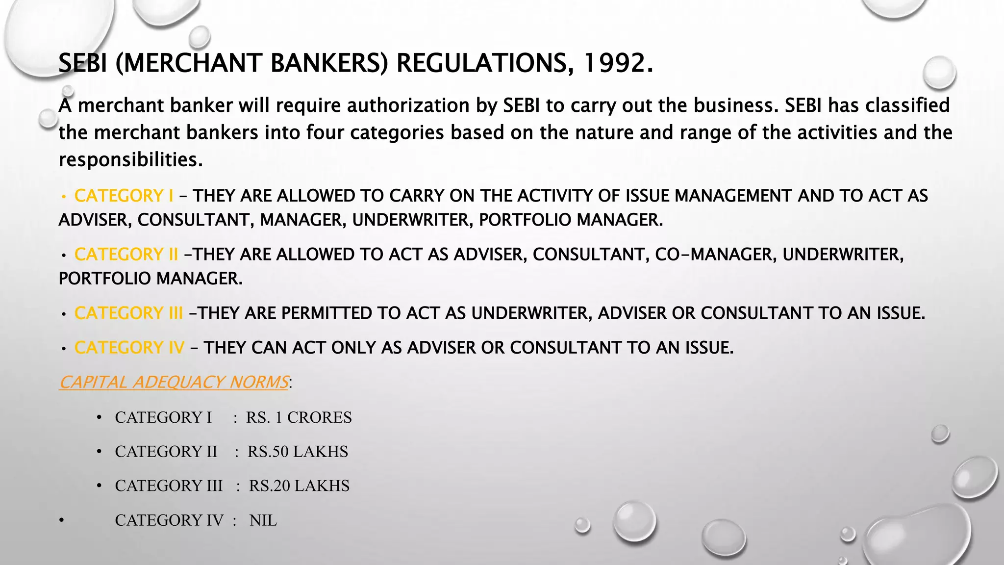 Sebi guidelines for merchant bankers | PPTX
